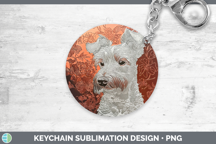 Dogs 01 Copper Relief Fox Terrier Keychain Sublimation Keyri