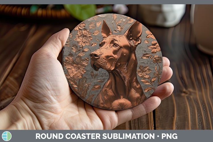 Dogs 01 Copper Relief Great Dane Round Coaster Sublimation C