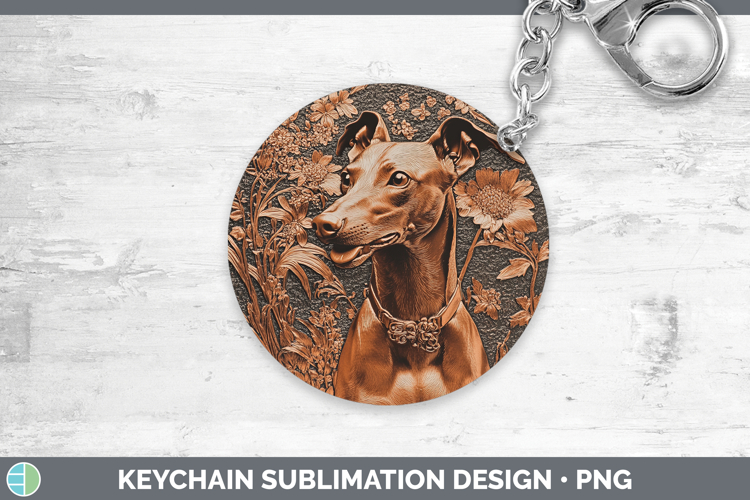 Dogs 01 Copper Relief Greyhound Keychain Sublimation Keyring