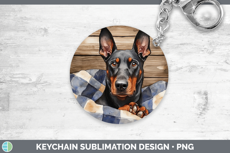 Dogs 01 Flannel Doberman Pinscher Keychain Sublimation Keyri