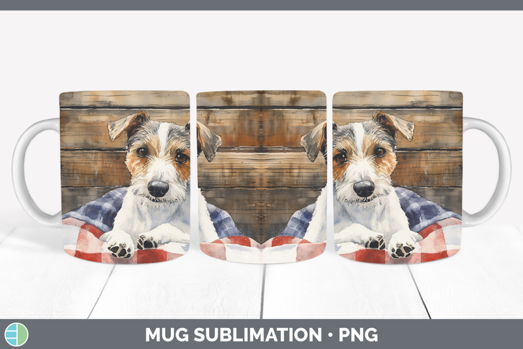 Dogs 01 Flannel Fox Terrier Mug Wrap Sublimation Coffee Cup