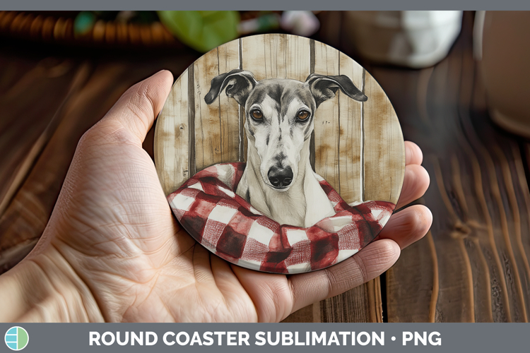 Dogs 01 Flannel Greyhound Round Coaster Sublimation Coaster