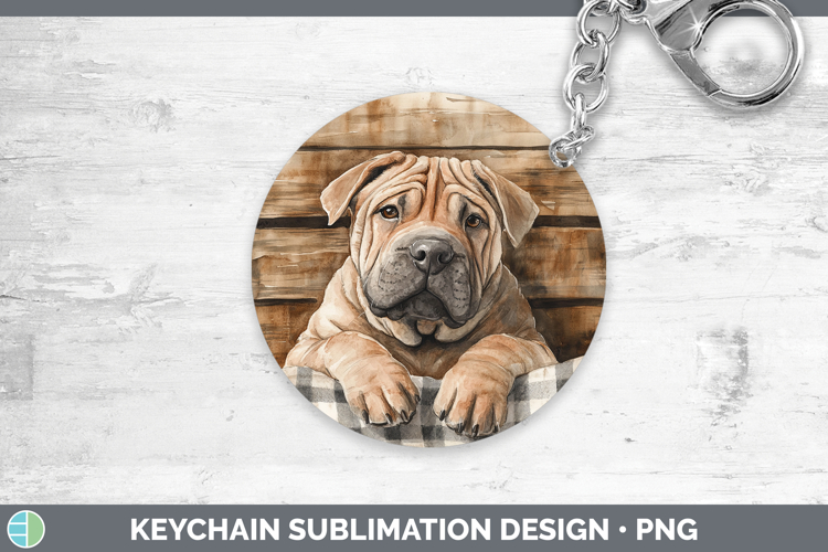 Dogs 01 Flannel Shar Pei Keychain Sublimation Keyring Design