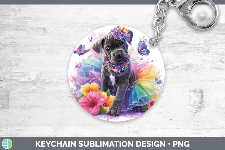 Dogs 01 Rainbow Summer Cane Corso Keychain Sublimation Keyri