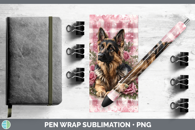 German Shepherd Dogs 02 Checker Valentine Pen Wrap Sublimati
