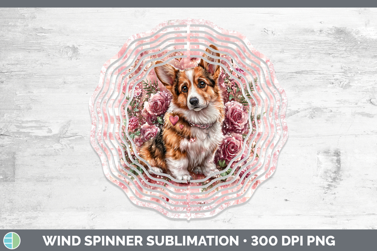 Pembrook Corgi Dogs 02 Checker Valentine Wind Spinner Sublim