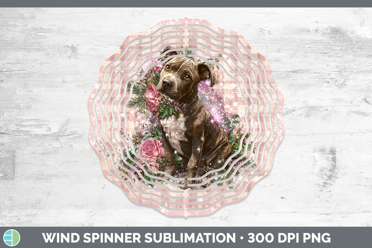 Pit Bull Dogs 02 Checker Valentine Wind Spinner Sublimation