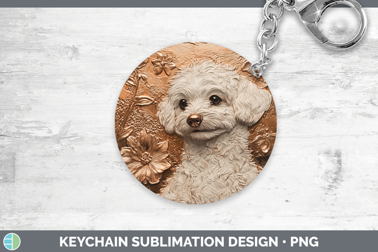 Dogs 02 Copper Relief Bichon Frise Keychain Sublimation Keyr