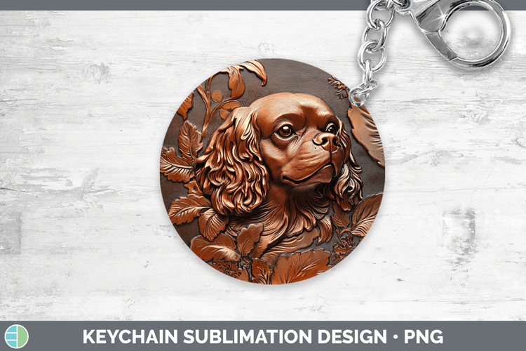 Dogs 02 Copper Relief Cavalier King Charles Spaniel Keychain