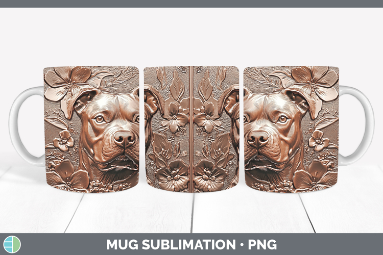 Dogs 02 Copper Relief Pit Bull Mug Wrap Sublimation Coffee C