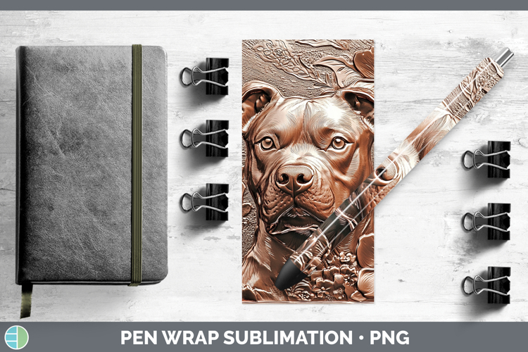 Dogs 02 Copper Relief Pit Bull Pen Wrap Sublimation Pen Desi