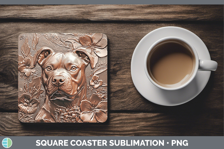 Dogs 02 Copper Relief Pit Bull Square Coaster Sublimation Co