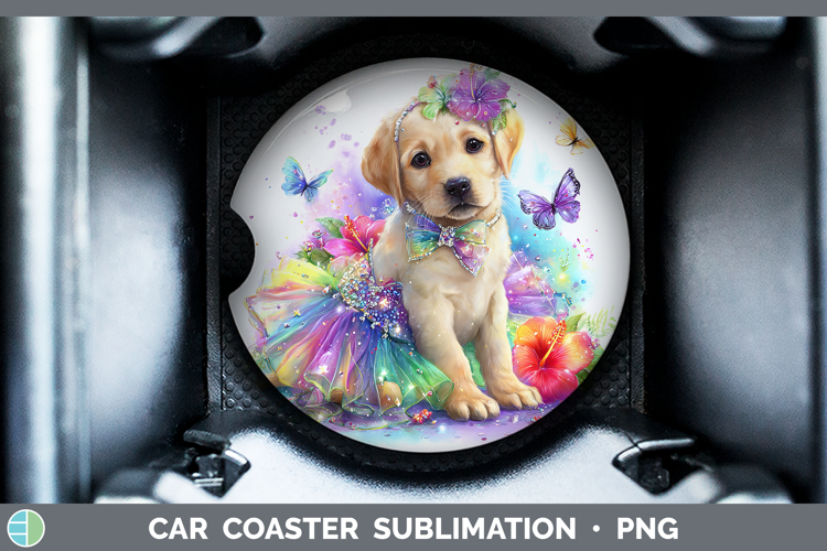 Dogs 02 Rainbow Summer Labrador Retriever Car Coaster Sublim