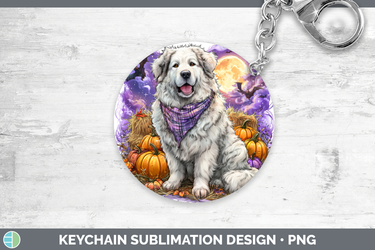 Great Pyrenees Keychain Dogs 03 Bandana Halloween Sublimatio