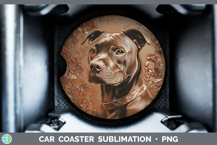 Dogs 03 Copper Relief American Staffordshire Car Coaster Sub