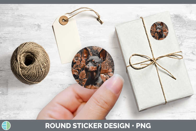 Dogs 03 Copper Relief Miniature Pinscher Stickers | Round La