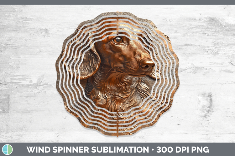 Dogs 04 Copper Relief Long-haired Dachshund Wind Spinner Sub