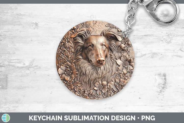 Dogs 04 Copper Relief Rough Collie Keychain Sublimation Keyr