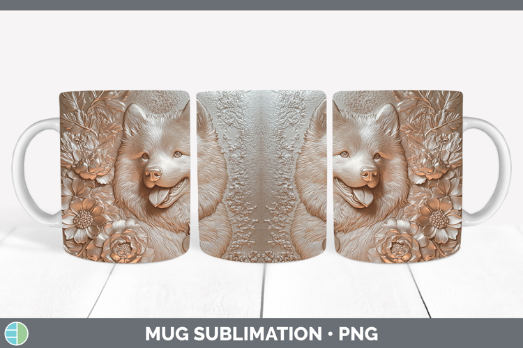 Dogs 04 Copper Relief Samoyed Mug Wrap Sublimation Coffee Cu
