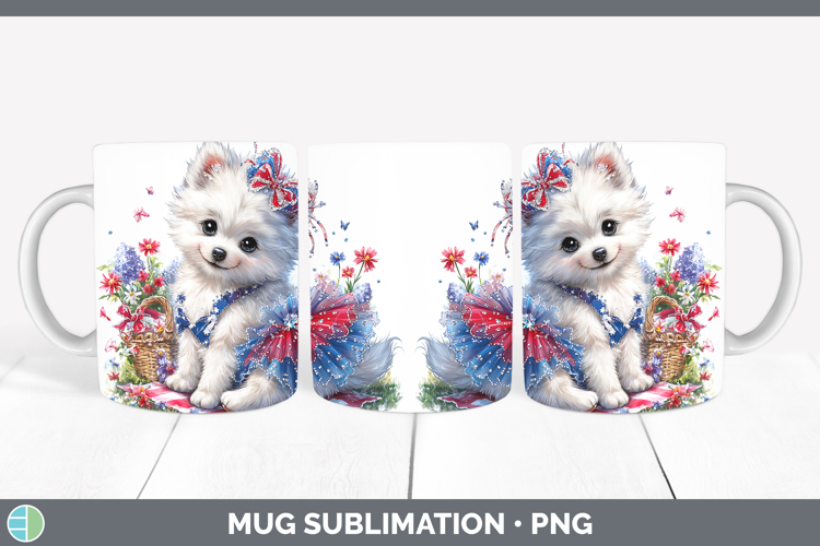 Dogs 04 Patriotic American Eskie Mug Wrap Sublimation Coffee