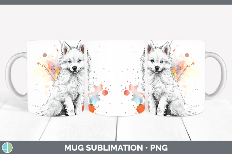 Dogs 04 Splash American Eskie Mug Wrap Sublimation Coffee Cu