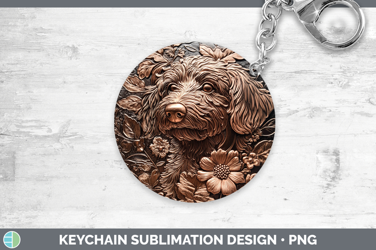 Dogs 05 Copper Relief Double Doodle Keychain Sublimation Key