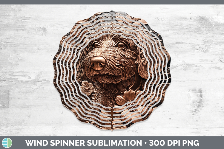 Dogs 05 Copper Relief Double Doodle Wind Spinner Sublimation
