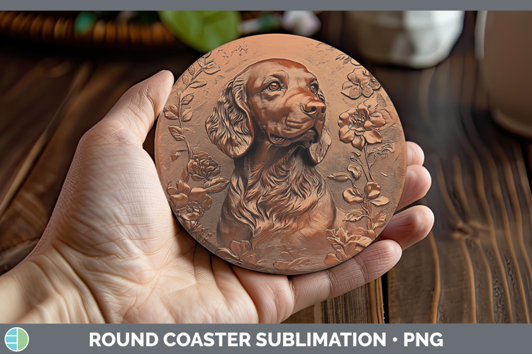 Dogs 05 Copper Relief English Cocker Spaniel Round Coaster S