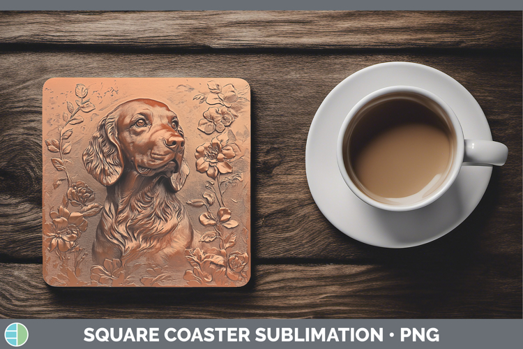 Dogs 05 Copper Relief English Cocker Spaniel Square Coaster