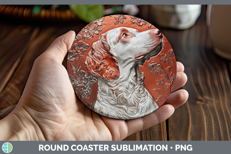 Dogs 05 Copper Relief English Setter Red and White Round Coa