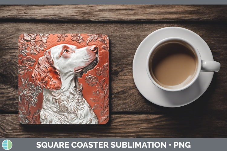 Dogs 05 Copper Relief English Setter Red and White Square Co
