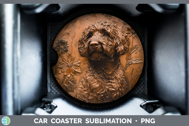 Dogs 05 Copper Relief Labradoodle Car Coaster Sublimation D
