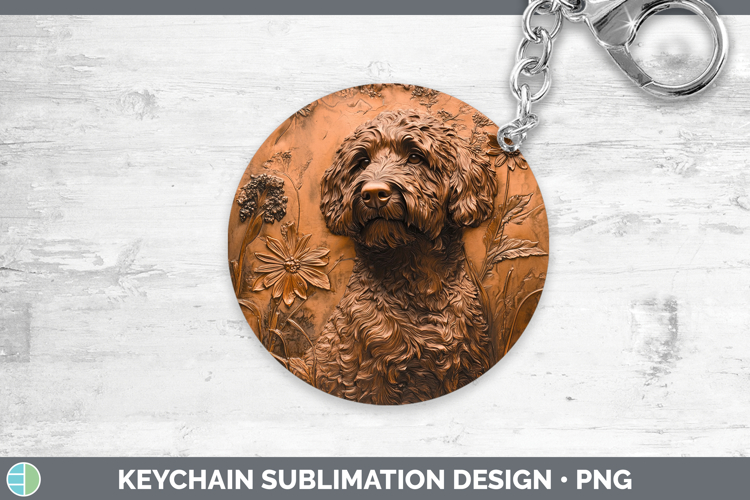 Dogs 05 Copper Relief Labradoodle Keychain Sublimation Keyri