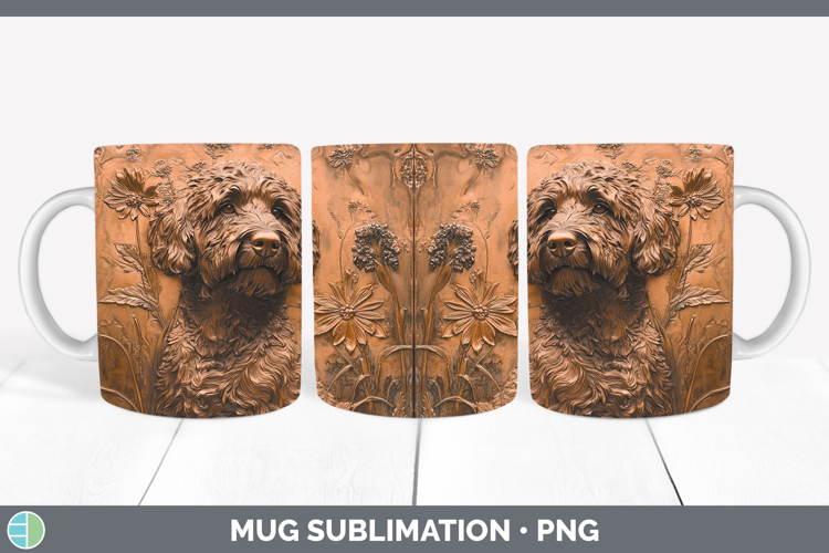 Dogs 05 Copper Relief Labradoodle Mug Wrap Sublimation Coffe