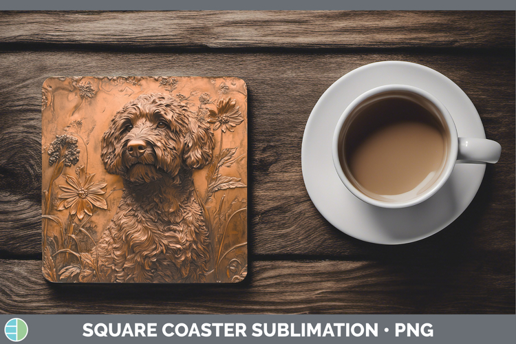 Dogs 05 Copper Relief Labradoodle Square Coaster Sublimation