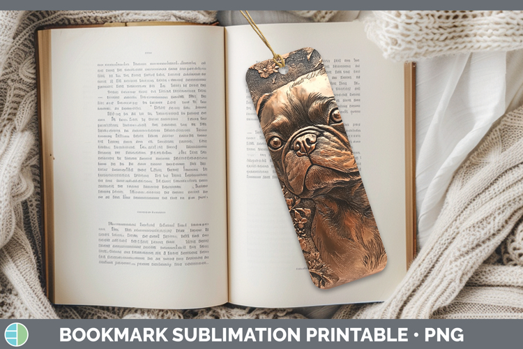 Dogs 05 Copper Relief Puggle Bookmark Sublimation Printable