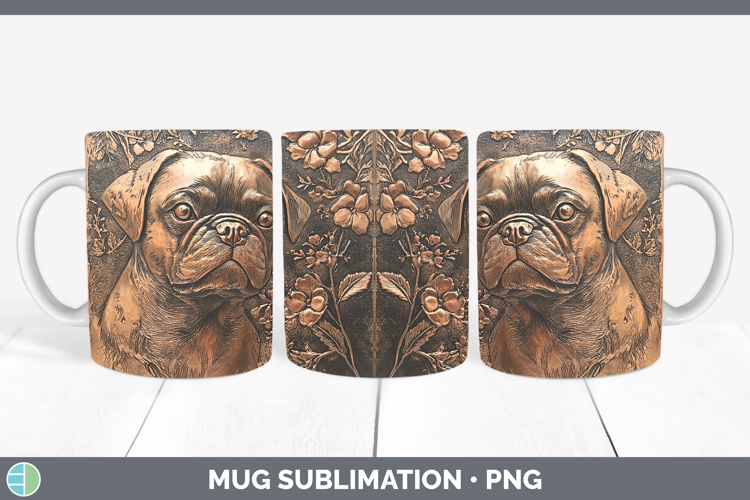Dogs 05 Copper Relief Puggle Mug Wrap Sublimation Coffee Cup