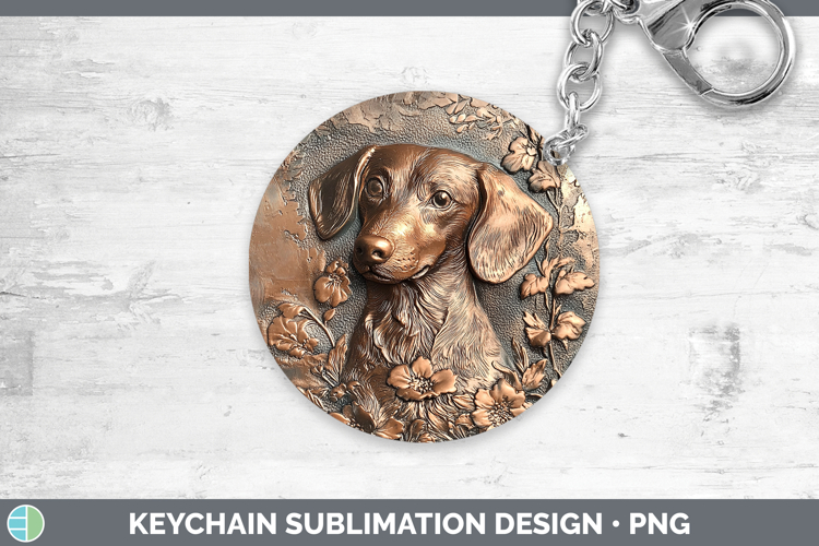 Dogs 05 Copper Relief Wire Haired Dachshund Keychain Sublima