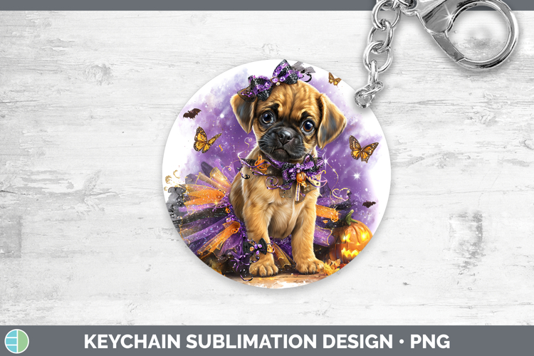 Dogs 05 Halloween Puggle Keychain Sublimation Keyring Design
