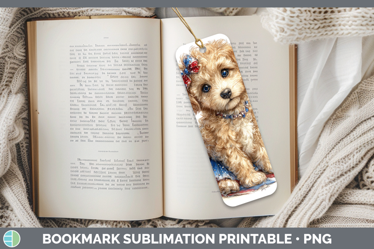 Dogs 05 Patriotic Labradoodle Bookmark Sublimation Printable