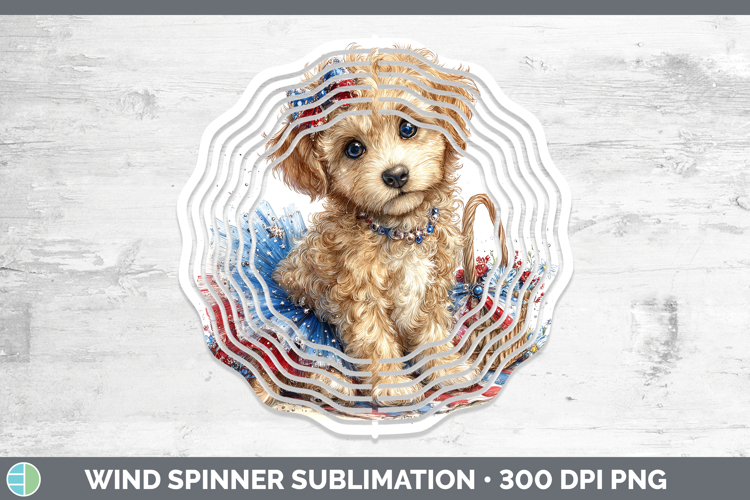 Dogs 05 Patriotic Labradoodle Wind Spinner Sublimation Spinn