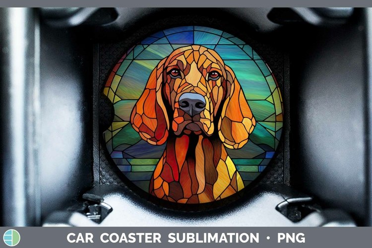 Dogs Stained Glass Bloodhound Car Coaster Sublimation Coaste