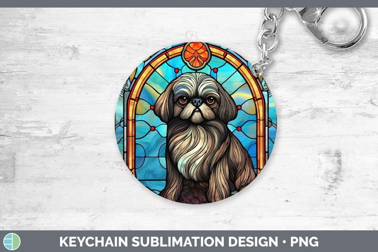 Dogs Stained Glass Pekingese Keychain Sublimation Keyring De