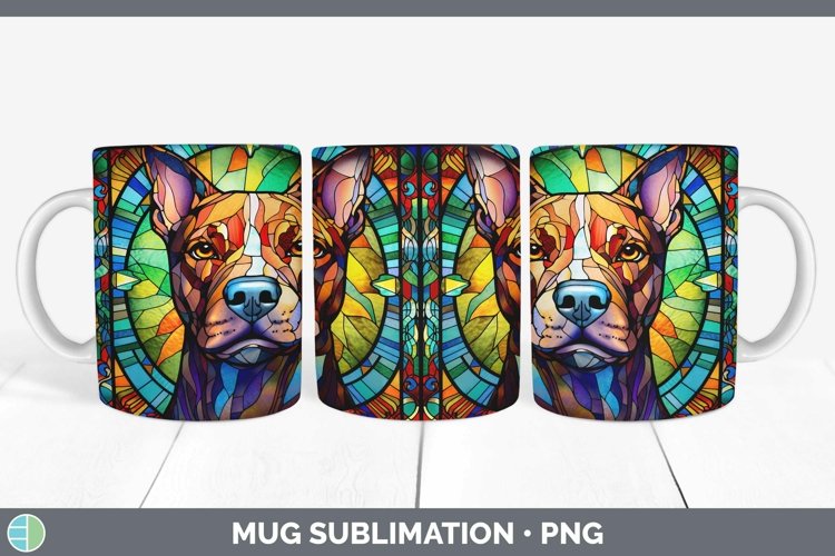 Dogs Stained Glass Pit Bull Mug Wrap Sublimation Coffee Cup