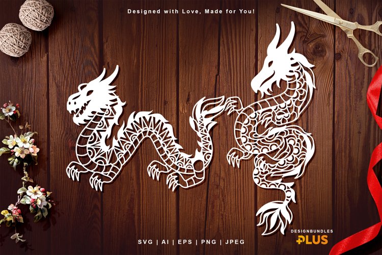 Oriental Dragon with Unique Motif Paper Cutting Set