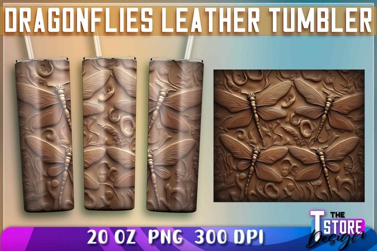 Dragonflies Leather Tumblers Wrap 20 oz. | PNG (2890660)