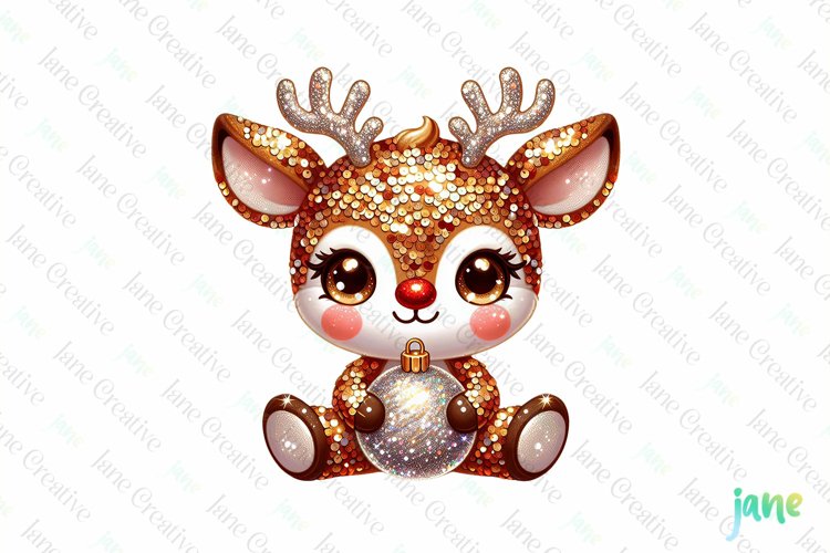 Sparkling Christmas Reindeer Character Clipart (4894744)