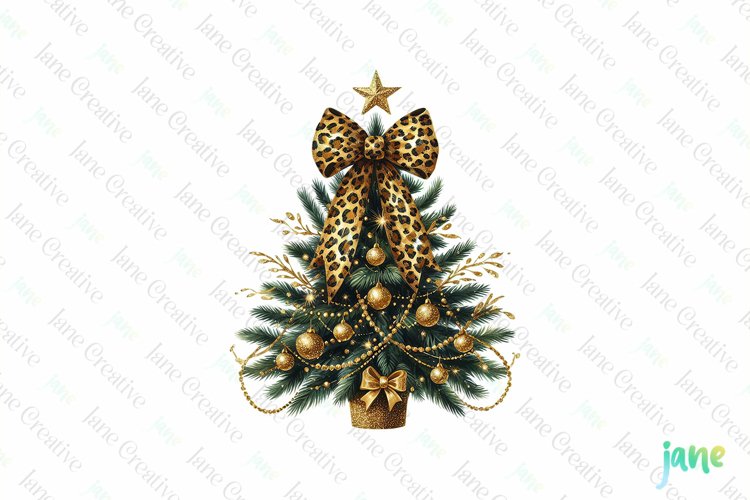 Glitter Leopard Christmas Tree Clipart (4886441)