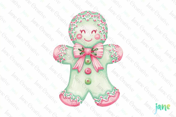 Pastel Preppy Christmas Gingerbread Clipart