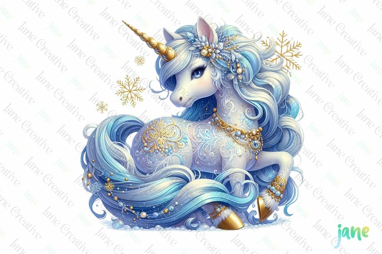 Christmas Unicorn Clipart Sublimation (4975609)